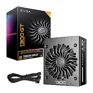 EVGA 1300 GT, 80 Plus Gold 1300W, Fully Modular, Eco Mode with FDB Fan, 100% Japanese Capacitors, 10 Year Warranty, Includes Power ON Self Tester, Compact 180mm Size, Power Supply 220-GT-1300-XR