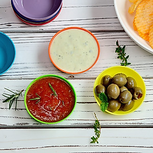 Youngever 9 Pack Plastic Sauce Dishes, Dipping Sauce Bowls, Plastic Dipping Containers (Rainbow Colors)