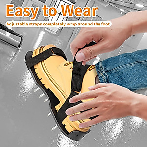 FIETODK Epoxy Floor Spiked Shoes Fully Assembled Gunite Spiked Shoes with 3/4" Short Spikes for Garage Floor Epoxy, Overlays, Cover Installation,1 Pair (Black)