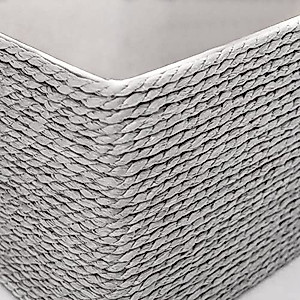 Recycled Wicker Storage Basket, Paper Rope Storage Baskets for Organizing Container Bins for Shelves Cupboards Drawer, Small Woven Basket Set of 4