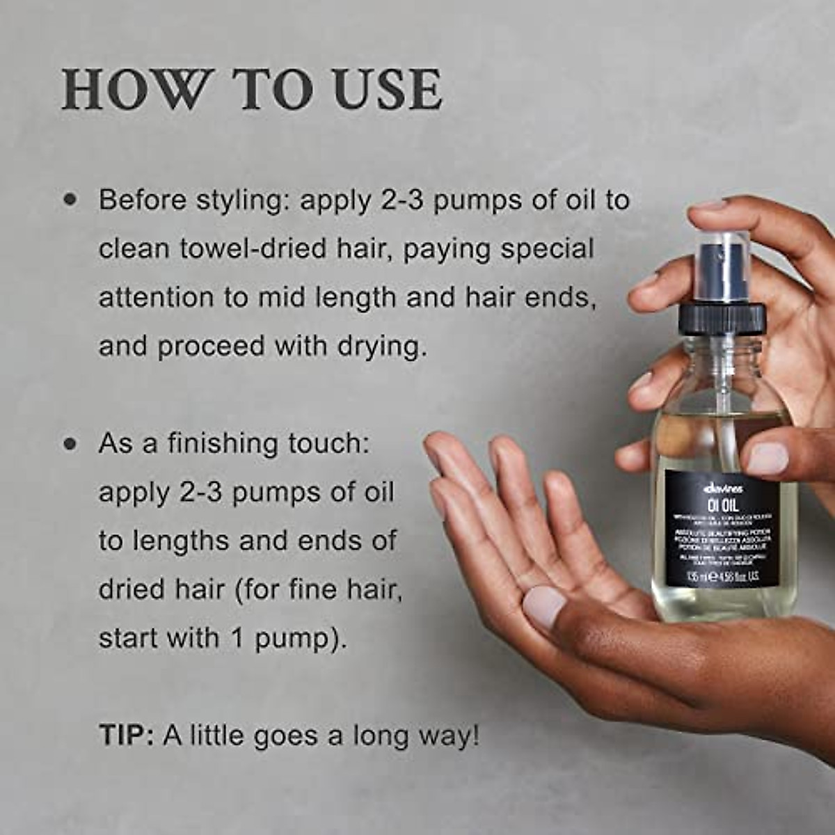 Davines OI Oil | Weightless Hair Oil Perfect for Dry Hair, Coarse & Curly Hair Types | Anti-Frizz for Soft, Shiny Hair | 135 ml (4.56 Fl Oz)