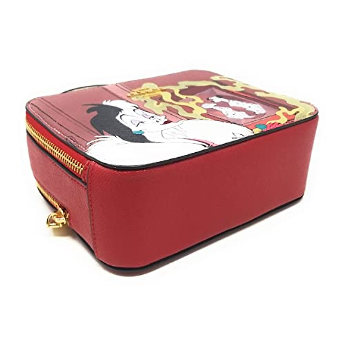 COACH Women's Box Crossbody (Crossgrain Leather - Cruella Motif - Red Apple Multi)