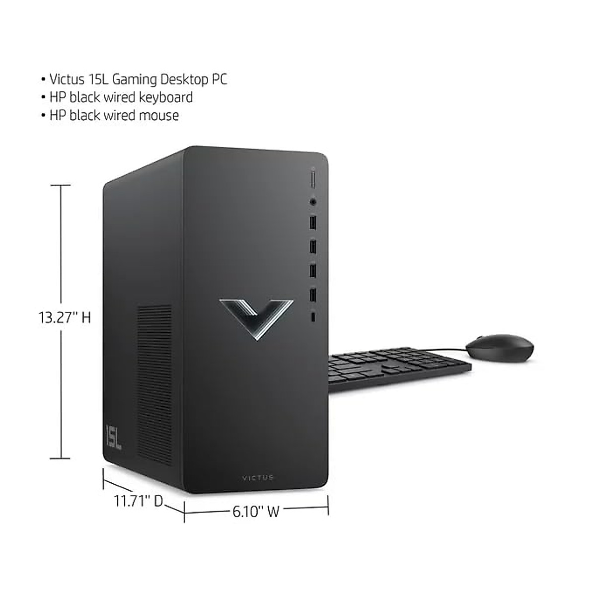HP Victus 15L Gaming Desktop PC, AMD Ryzen 5 5600G, AMD RX6400, 32GB RAM, 2TB SSD, Mica Silver, Windows 11 Home, TG02-0013w