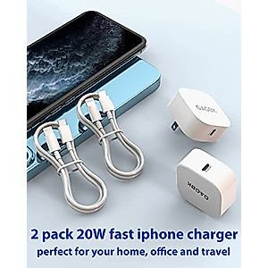 Fast Charger for iPhone, [Apple MFi Certified] 2-Pack 20W PD Fast Charger Fast Charging with Lightning Cable Compatible for iPhone 14/14 Pro/14 Pro Max/14 Plus/13/12/11/Pro/Pro Max/Mini/Xs