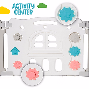 Play22 Foldable Baby Playpen 14 Panel - Kids Safety Activity Play Center - Safety Play Yard Play Pens for Babies - Safety Gates for Indoor and Outdoor Play - Adjustable Shape