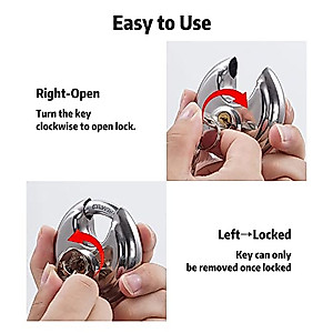 HonesaLoc Disc Padlock Outdoor, 2 Pack Heavy Duty Stainless Steel Discus Padlock, Waterproof Combo Gate Lock with Key for Storage Locker, Garages Warehouse, Sheds and Fence