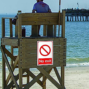 BannerBuzz No Exit Prohibited Sign , Metal Aluminum Rust Free, UV Print Coated and Weatherproof Sign, Indoor Outdoor Use, Easy to Mount (24" W X 36" H, Sign with Holes)