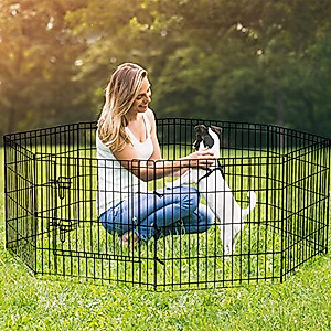 Puppy Pet Playpen 8 Panel 24 Inch Indoor Outdoor Metal Portable Folding Animal Exercise Dog Fence Ideal for Pet Animals Dog Cat Rabbit Breed Puppy (24" x 24" x 8)