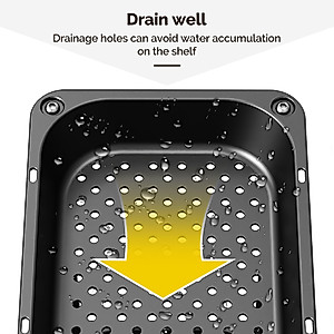 Orimade Rustproof 3 Tier Floor Standing Shower Caddy Organizer, Plastic Metal Splicing Floor Shelf Rack Stands for Bathroom Kitchen,15.35 x 29.33 x 7.87’’, Black
