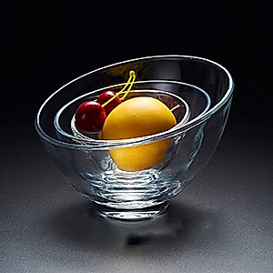EERINESS Dinner Plates Soup Bowls Glass Bowl Salad Bowl Glass Bevel Bowl Seasoning Bowl Juice Cutlery Tableware Ramen Bowl (Size : M2pcs)