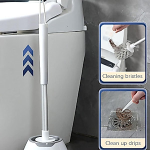 SAAKO Home Toilet Bowl Brush Floor Standing Toilet Brush Set with Tweezers Toilet Cleaner Brush for Bathroom Storage Cleaning