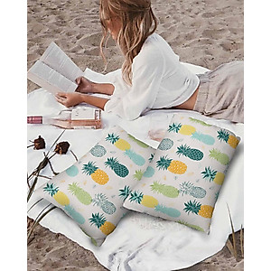 ALAGEO Outdoor Waterproof Pillow Covers for Patio Furniture Pineapple Decorative Throw Pillow Cover Summer Tropical Fruit Pillowcases Set of 2 Cushion Case for Sofa Couch Chair Home Decor 20x12 inch
