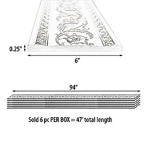 AFD Home 6 Pieces Chair Rail 94 Inch (Gold on French White Floral Chair Rail 94 Inch)