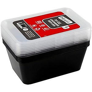 Bluesky Versatile Rectangle Containers-(Pack of 10) -Perfect for Meal Prep & Storage, 34 oz, Black