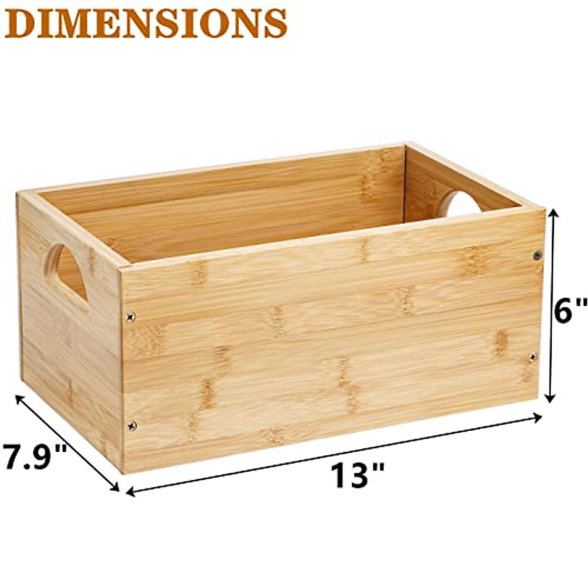 DEAYOU Bamboo Storage Bin, Bamboo Storage Box Crate Organizer Cube Container, Natural Deep Cubby Basket Holder with Handle for Bathroom, Books, Toys, Snack, Decor, Home, Kitchen, Office, Modular Open