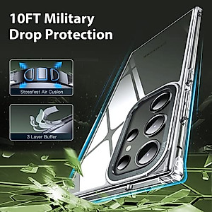 Armor Clear for Samsung Galaxy S23 Ultra Case with Raised Alloy for Camera Protection, Military Grade Shockproof Transparent Cover, HD Diamond Back Soft, Slim Phonecase Anti-Fingerprint Scratch