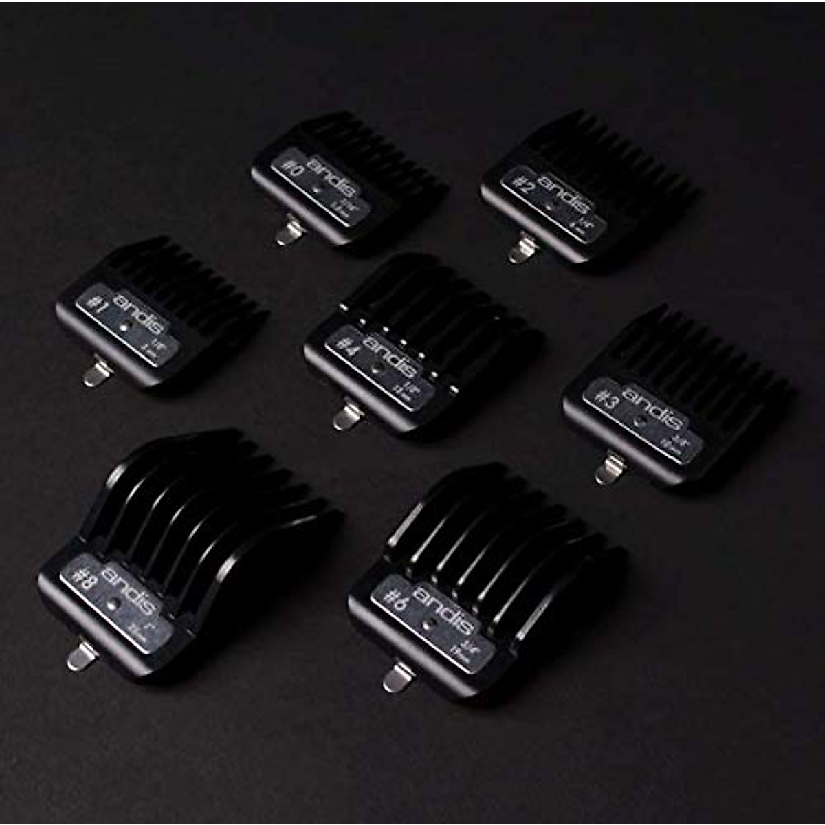 Andis Master Series Premium Metal Hair Clipper Attachment Comb 7 Piece Set, Black, 7 Count (Pack of 1)