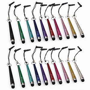 homEdge Mini Stylus Pen Set of 20 Pack, Universal Capacitive Stylus with 3.5 mm Jack Compatible with All Device with Capacitive Touch Screen – 10 Color