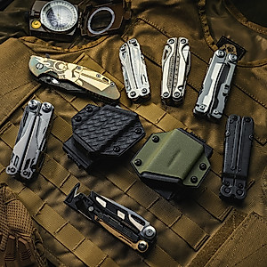 TACTICAL GEEK TX1Multi-Tool Sheath, EDC Multi Tool Sheath Holder Holster, Adjustable Sheath with Back Clip for Belt, Multi-Tool not Included (Green)