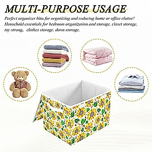 innewgogo Sunflower Storage Bins with Lids for Organizing Storage Baskets with Handles Oxford Cloth Storage Cube Box for Dog Toys