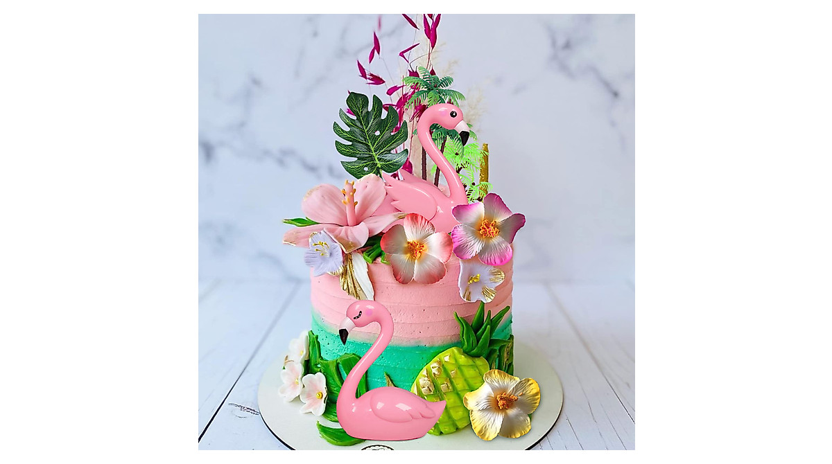 Flamingo Cake Toppers for Tropical Themed Parties