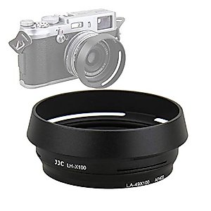 JJC LH-JX100 BLACK Metal Lens Hood/ 49mm Filter Adapter Ring for Fujifilm X70 X100 X100S X100T X100F X100V, Fuji X100S, Fuji X100F, Fuji X100V Lense Hood Shade, Fujifilm LH-X100 Lens Hood Replacement