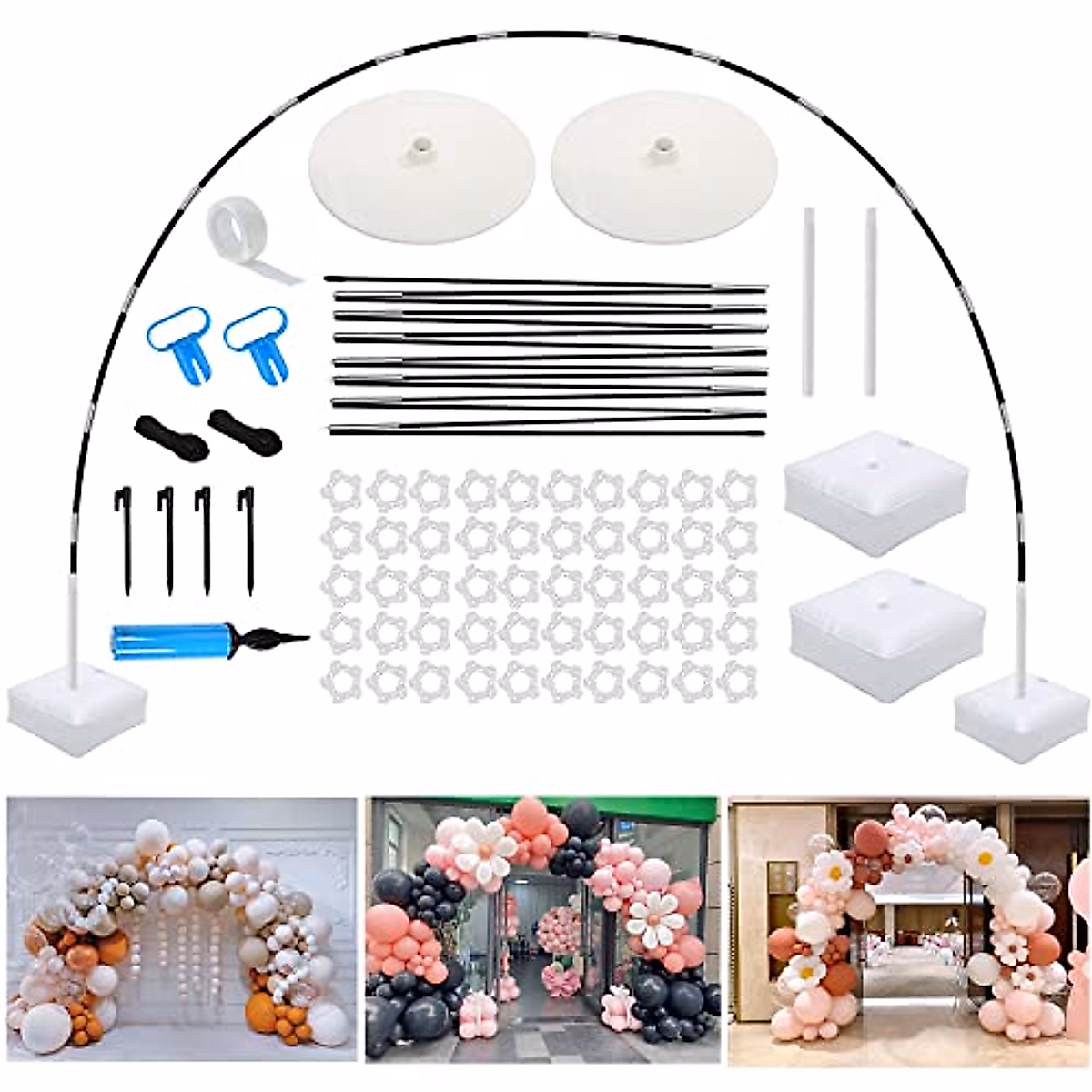 KAIYUN Balloon Arch, Innovation Large Sturdy Balloon Arch Kit,10Ft Wide & 9FT Tall Adjustable Balloon Arch Stand with Water Fillable Bases, Manual Pump - for Wedding, Birthday, Baby Shower, Graduation