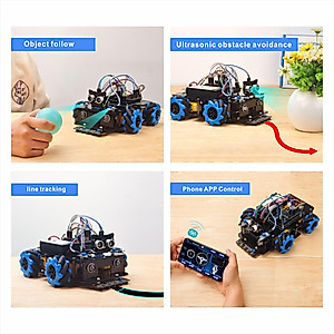 Mecanum Wheels Robot Car Kit for Arduino Mega2560 Raspberry Pi STEM Remote Controlled DIY Coding for Teens Adult