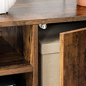 VASAGLE Retro TV Stand for Televisions up to 42 Inches, Mid-Century Modern Entertainment Center, 43.4”, Rustic Brown