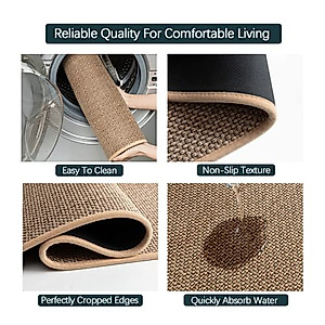 Hiroshi Kitchen Rugs and Mats Non Skid Natural Rubber Twill Washable Waterproof Comfort Standing Mat Runner for Kitchen, Floor, Office, Sink, Laundry(Beige, 17.7*29.5+17.7*47.2)