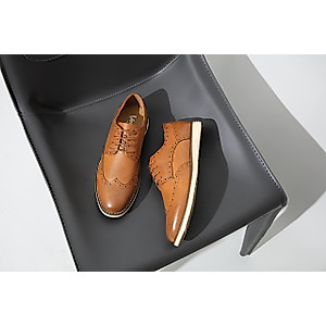 Vostey Men's Casual Dress Shoes Wingtip Oxfords Shoes Business Dress Shoes for Men (BMY617A Brown 10)