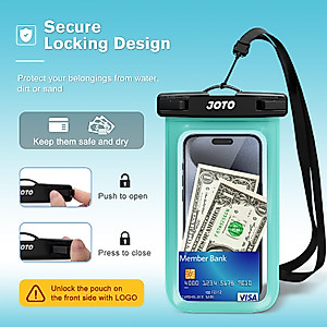 JOTO IPX8 Waterproof Phone Pouch Case, Underwater Dry Bag for Phone Protector for iPhone 15 14 13 12 11 Pro Max, Galaxy S24 S23 S22 Ultra Pixel to 7" Cruise Vacation Essential -2 Pack, Green
