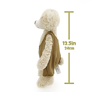 MR VIVICARE 13.5" Cream Beige Bear Stuffed Animals for Kids and New Born Babies,Knitted Dressed Stuffed Teddy Bear Plush Toys for Boys and Girls,Great Gifts on Birthday,Christmas,Machine Washable