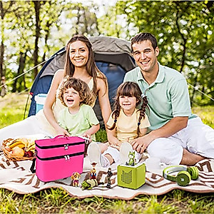 Bevegekos Tonies Carrying Case for Toniebox Starter Set, Storage Travel Carrier Bag for Audio Player, Figures, Charging Station & Headphones, Box only (Large, Rosy Red)