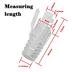 GELRHONR 100 Pcs RJ45 CAT6 Strain Relief Boots Connector for Standard CAT6 CAT6A Ethernet Cable LAN Cable Connector Boot Cover for Various Diameter LAN Cable-Clear