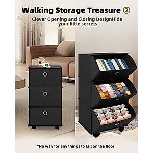 Foldable 3 Drawer Storage, Portable Fabric Storage Dresser with Wheels, 3 Drawer Organizer Easy Assembly, Space-saving Stylish Drawer Dresser for Bedroom, Closet, Entryway, Garage, Nursery, Office
