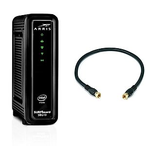 ARRIS Surfboard DOCSIS 3.0 Cable Modem & Wi-Fi Router Bundle with Coaxial Cable