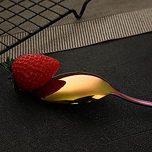 Rainbow Flatware Cutlery Silverware Set 20 Pieces, Stainless Steel Colorful Utensils, Tableware Set Service for 4, Include Knife/Fork/Spoon, Reusable, Mirror Polished, Dishwasher Safe