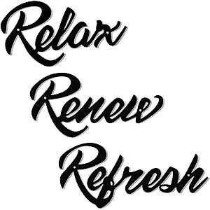 Hotop 3 Pieces Farmhouse Bathroom Metal Wall/ Letter Sign Decor Relax Renew Refresh Metal Sign Wall Art Decor Black Metal Bathroom Wall Decor for Home Decoration
