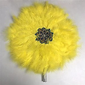 African Turkey Feather Hand Fan for Wedding Bride Handmade Hand Fan for Dance Party Favor Hand Held Photo Prop Abanicos De Mano