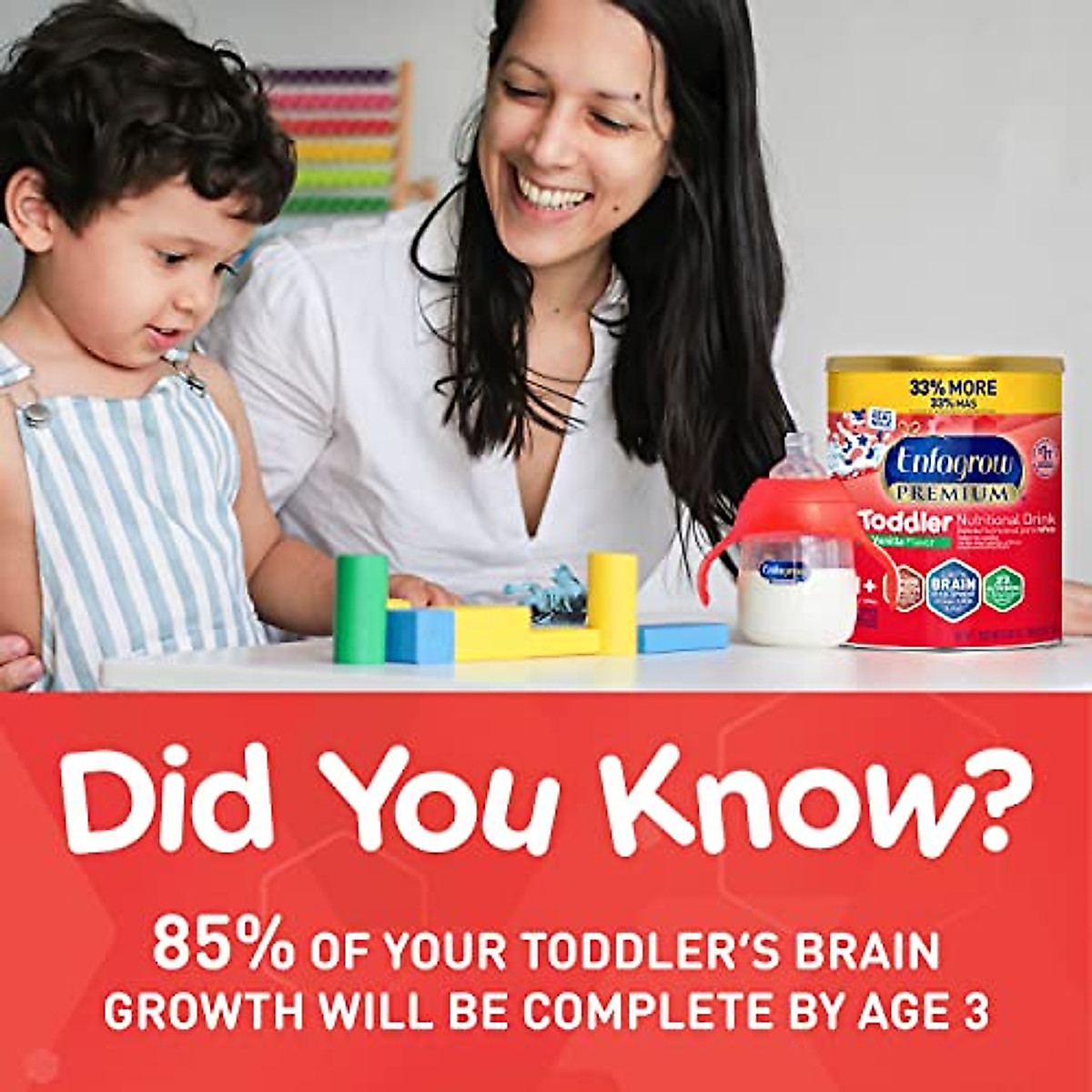 Enfagrow Premium Toddler Nutritional Drink 32 oz. Powder Can (Pack of 6) Dual Prebiotics for Immune Support, DHA for Brain Development, Natural Milk Flavor (Former Toddler Next Step) from Enfamil