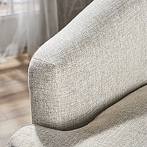 GDFStudio Christopher Knight Home Sheena Mid-Century Modern Fabric Loveseat, Beige / Natural