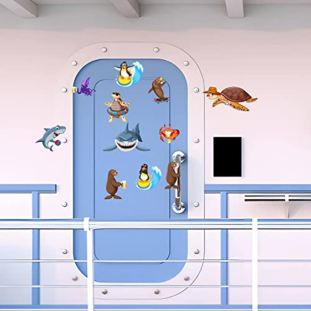 Cruise Door Decorations Magnets Set - Ocean Sea Animals, 11 Pcs