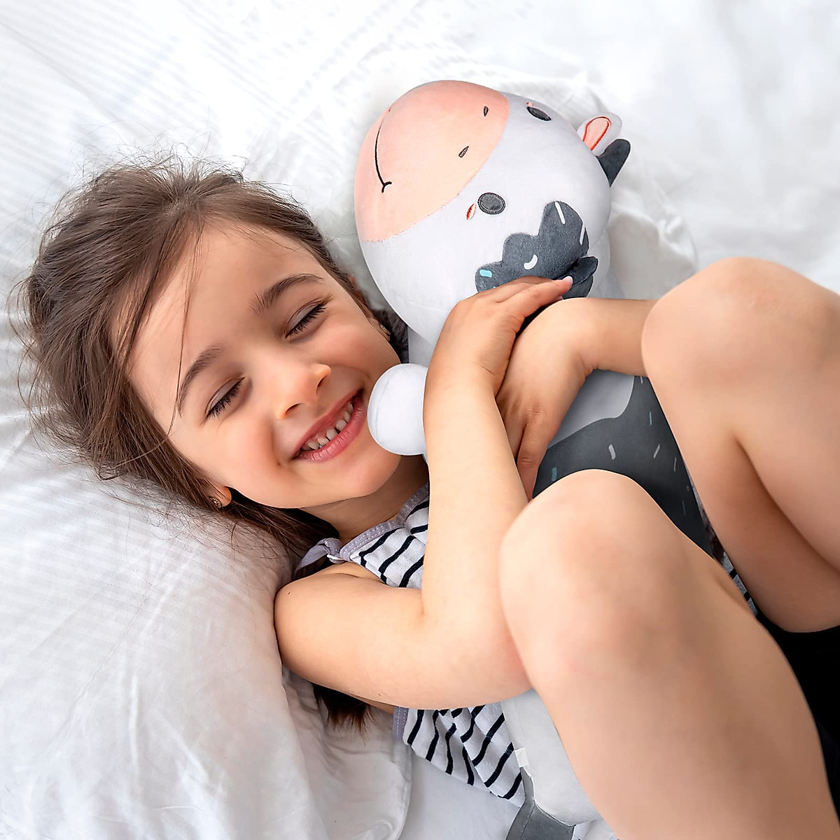 Mewaii Cow Plush Body Pillow, 35" Kawaii Milk Cow Stuffed Animals Squishy Pillow, Cute Plushies Cuddle Pillow for Kids, Long Plush Cow Pillow Toys, Birthday Gifts for Women, Girls and Males