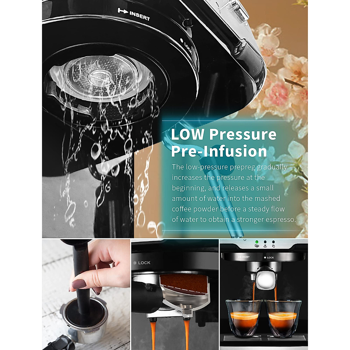 Gevi Espresso Machine, Espresso Maker with Milk Frother Steam Wand, Compact Espresso Super Automatic Espresso Machines for home Cappuccino, Latte, GECME403L-U