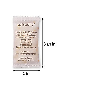 wisedry 20 Gram [12 Packs] Rechargeable Silica Gel Packets Microwave Fast Reactivate in 2MINS Moisture Absorber Desiccant Packs with Orange Indicating Beads Food Grade