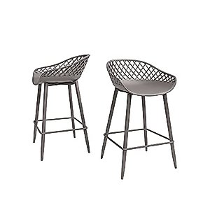 Kurv Counter Stool, Set of 2, Warm Gray, Indoor/Outdoor, Patio Stools, Bar Stools