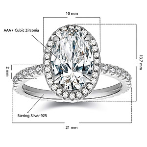 3 ctw Oval Halo Ring CZ Engagement Ring in Sterling Silver (5)
