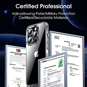 CASEKOO Upgraded Crystal Clear iPhone 14 Pro Max Case, [Never Yellow] [Exceed Mil-Grade Protection] Transparent Cover for Women Men Slim 14 Pro Max Phone Case 6.7 in, Clear