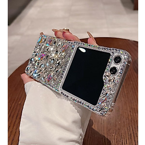 Case for Samsung Galaxy Z Flip 5,Samsung Z Flip 5 Stylish Pretty Bling Beauty TPU Case Slim Hybrid Shockproof Bumper Raised Edge Cover for Samsung Galaxy Z Flip 5 for Girls Women Silver